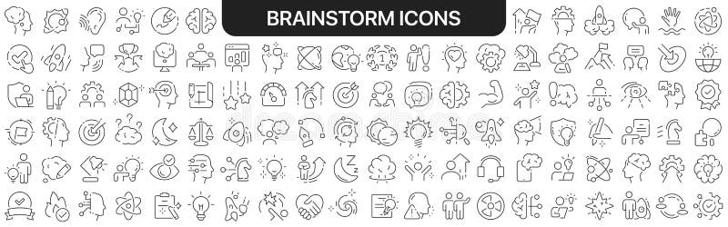 Brainstorm Icons Collection in Black. Icons Big Set for Design Stock ...