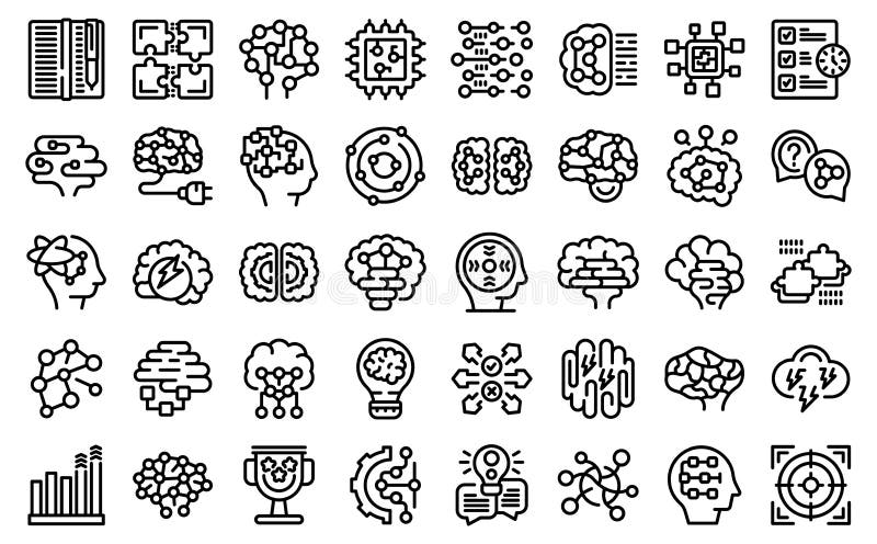 Brainstorm Icons Set Outline Vector. Business Process Stock ... Brainstorm Icons Set Outline Vector. Business Process Stock ...