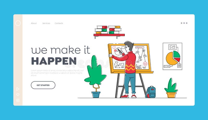 Brainstorm, Idea Development Scheme Landing Page Template. Businessman ...