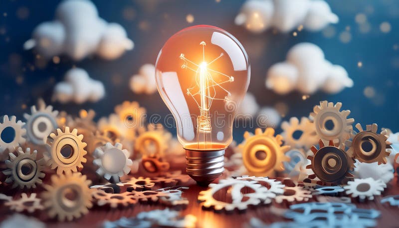 Brainstorm and Idea Generation, Featuring Symbols Like a Light Bulb ...