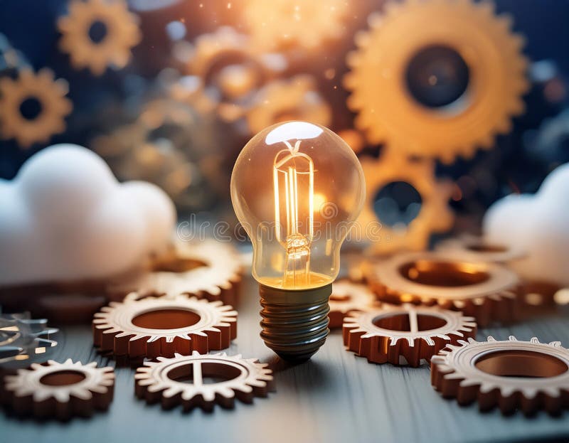 Brainstorm and Idea Generation, Featuring Symbols Like a Light Bulb ...