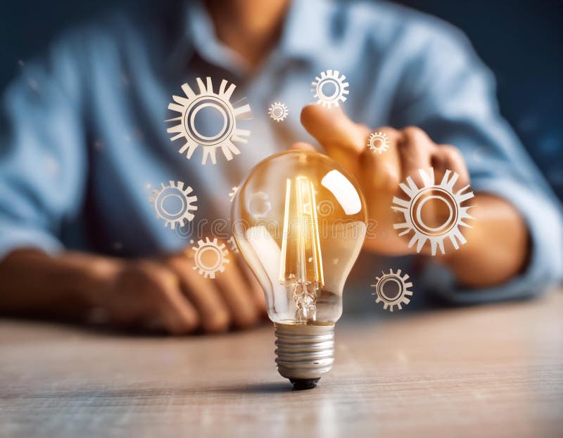 Brainstorm and Idea Generation, Featuring Symbols Like a Light Bulb ...