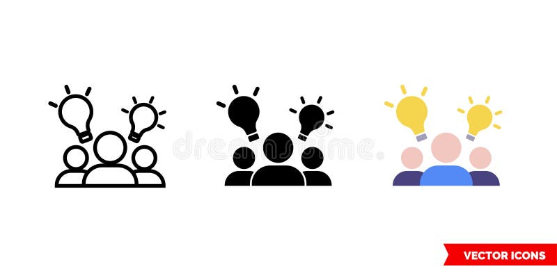 Brainstorm Idea Icon of 3 Types Color, Black and White, Outline ...