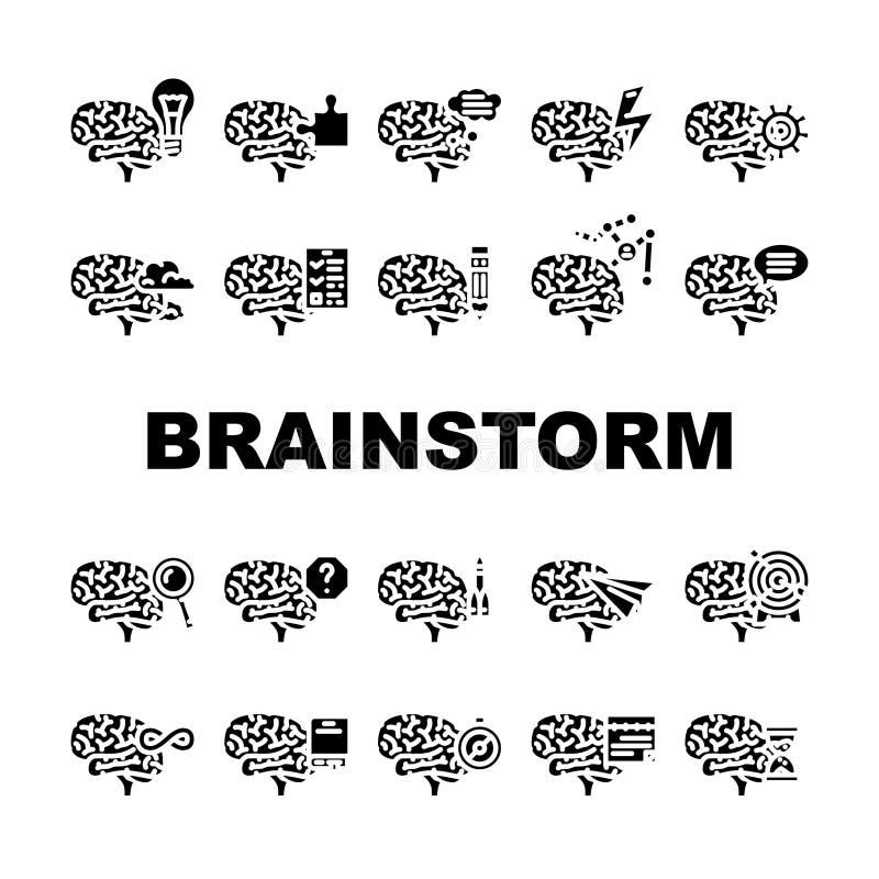 Brainstorm Ideas Creativity Icons Set Vector Stock Illustration ...