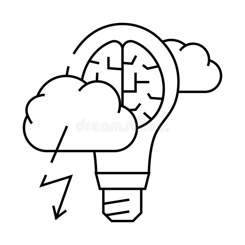 Brainstorm Light Bulb Line Icon Vector Illustration Stock Illustration ...