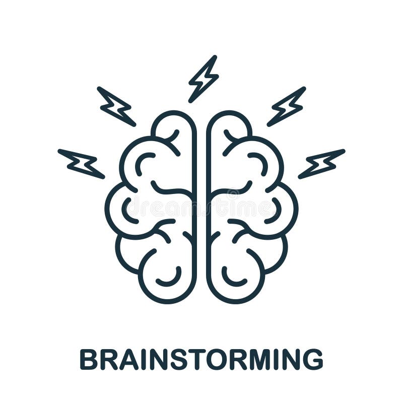 Brainstorm Line Icon. Human Brain with Lightning Linear Pictogram ... Brainstorm Line Icon. Human Brain with Lightning Linear Pictogram ...