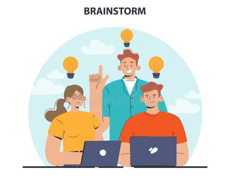 Brainstorm. New Idea Generation in Teamwork Discussion Stock Vector ...