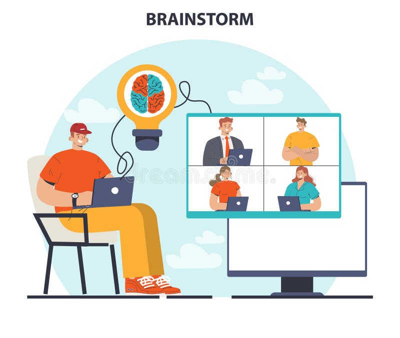 Brainstorm. New Idea Generation in Teamwork Discussion Stock Vector ...