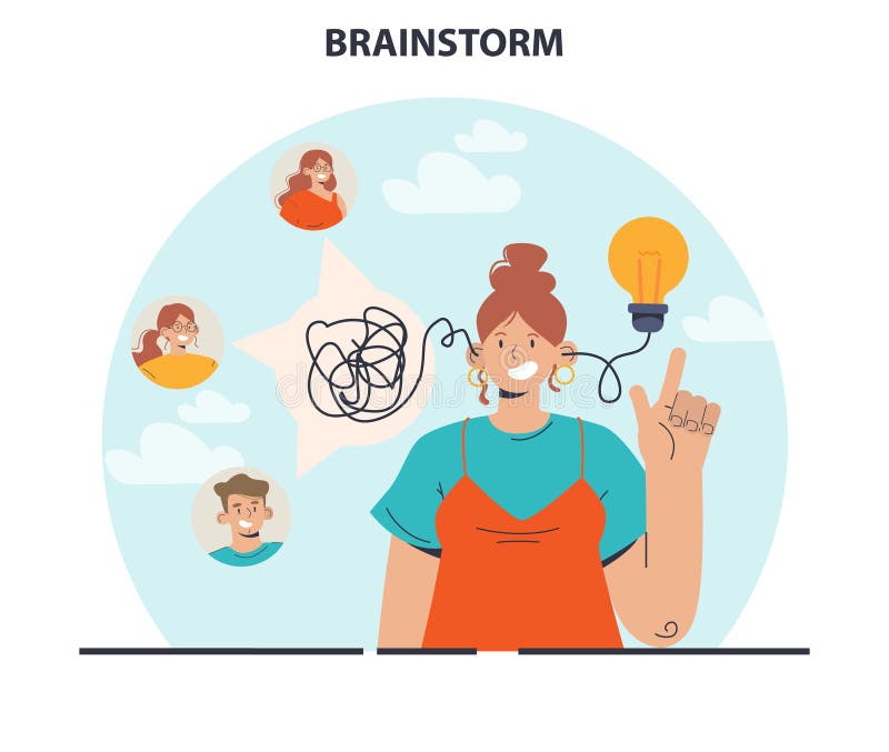 Brainstorm. New Idea Generation in Teamwork Discussion Stock Vector ...