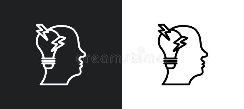 Brainstorm Outline Icon in White and Black Colors. Brainstorm Flat ...