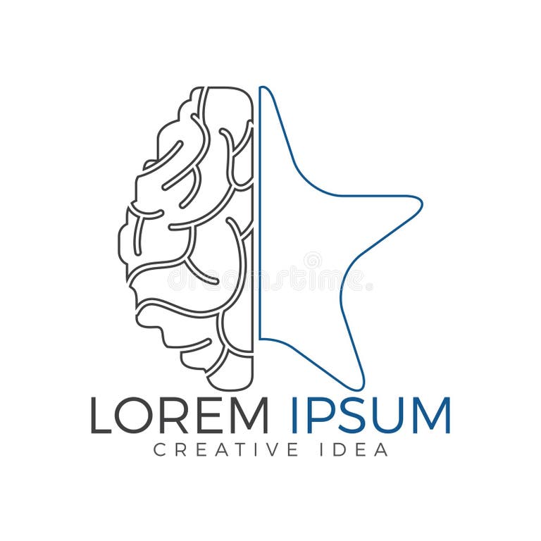 Mind Star Logo Design. Brain Star Icon. Stock Illustration ...