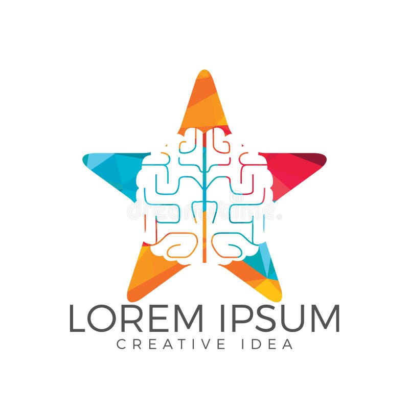 Mind Star Logo Design. Brain Star Icon. Stock Vector - Illustration of ...