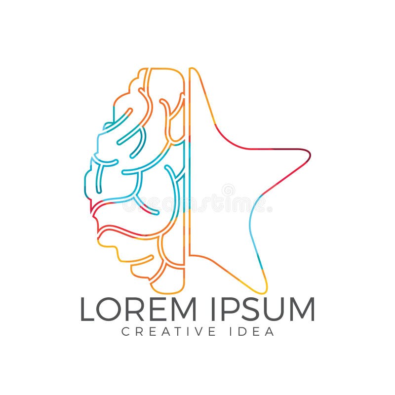 Mind Star Logo Design. Brain Star Icon. Stock Vector - Illustration of ...