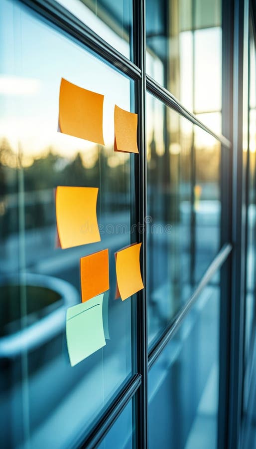 Brainstorm Session Color, Notes, and Collaboration on a Glass Wall in ...