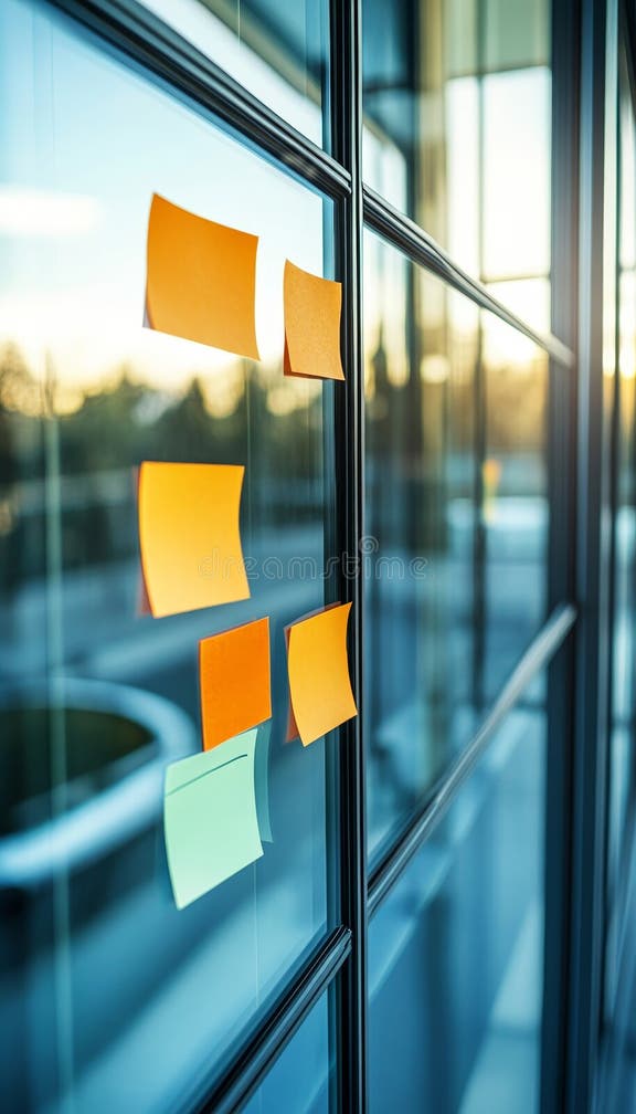 Brainstorm Session Color, Notes, and Collaboration on a Glass Wall in ...