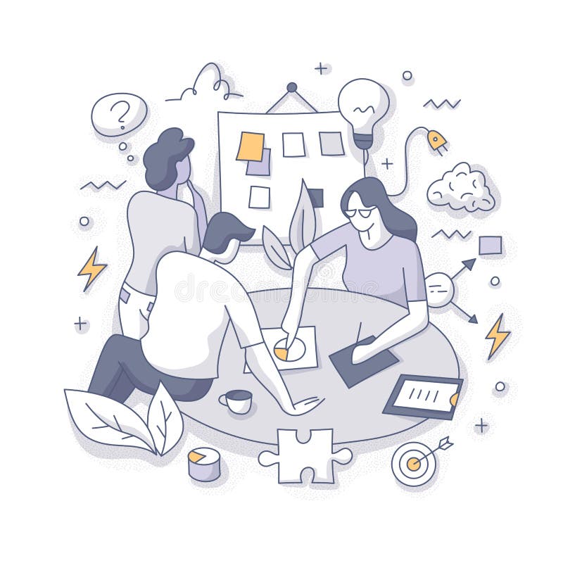 Brainstorm in Team Doodle Concept Illustration Stock Vector ...