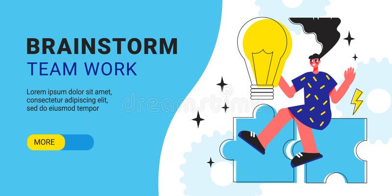 Brainstorm Team Work Horizontal Banner Stock Vector - Illustration of ...
