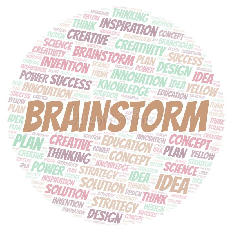 Brainstorm Typography Calligraphy Word Art Background of Creative Icon ...