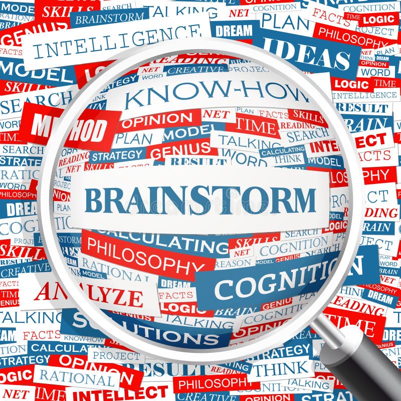 Brainstorm word cloud stock illustration. Illustration of solution ...