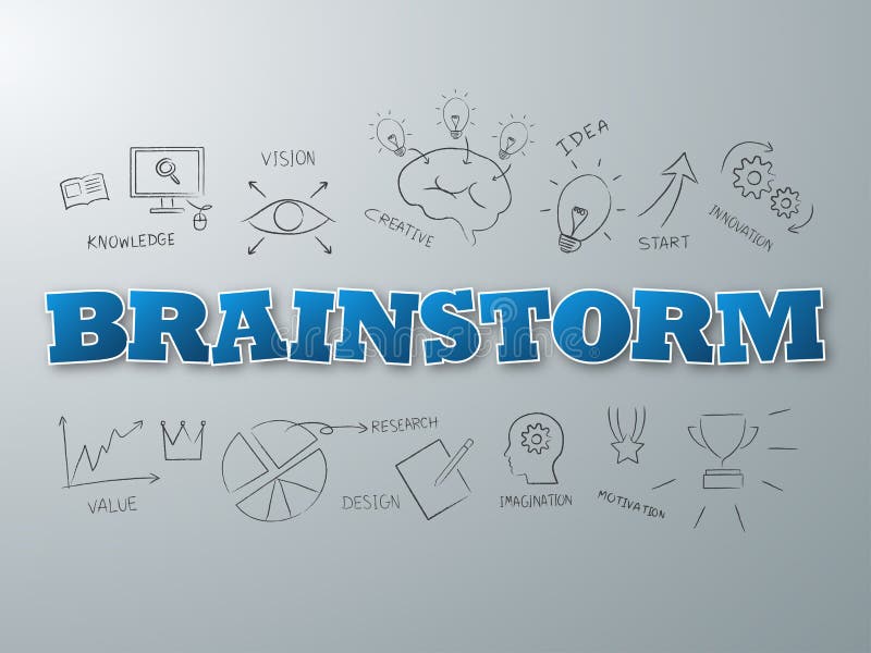 Brainstorm on blue wall stock illustration. Illustration of data - 37394184