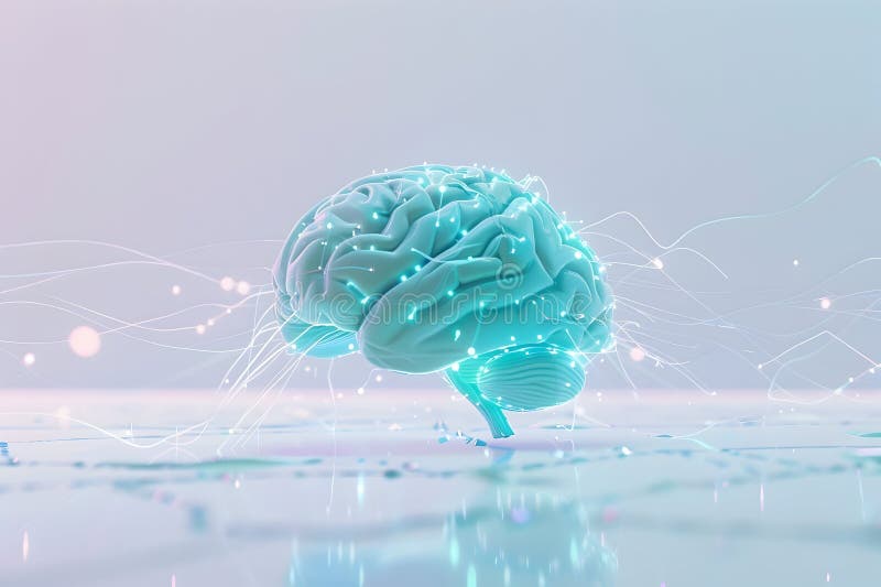 Brainstorming and Artificial Intelligence, Glowing Blue Human Brain ...