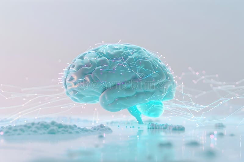 Brainstorming and Artificial Intelligence, Glowing Blue Human Brain ...