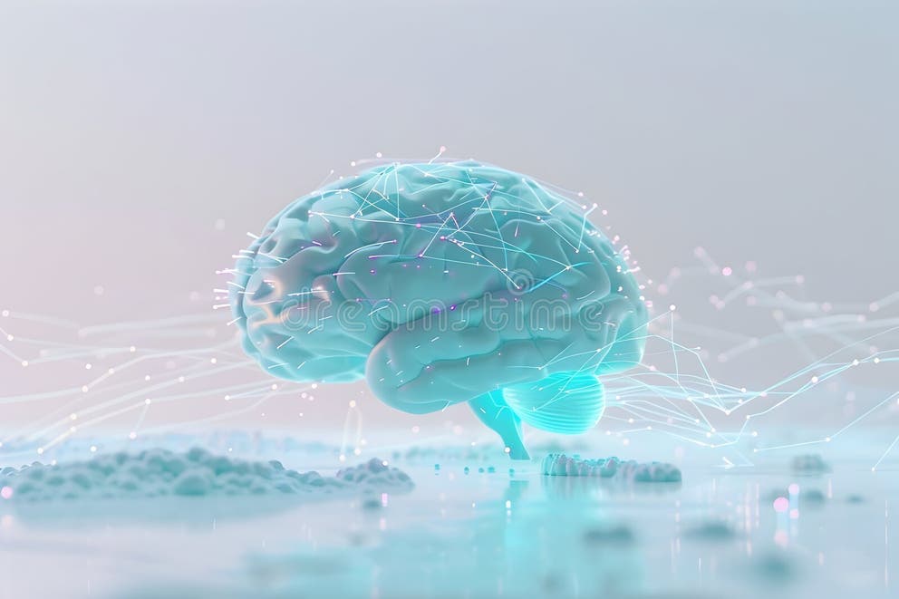 Brainstorming and Artificial Intelligence, Glowing Blue Human Brain ...