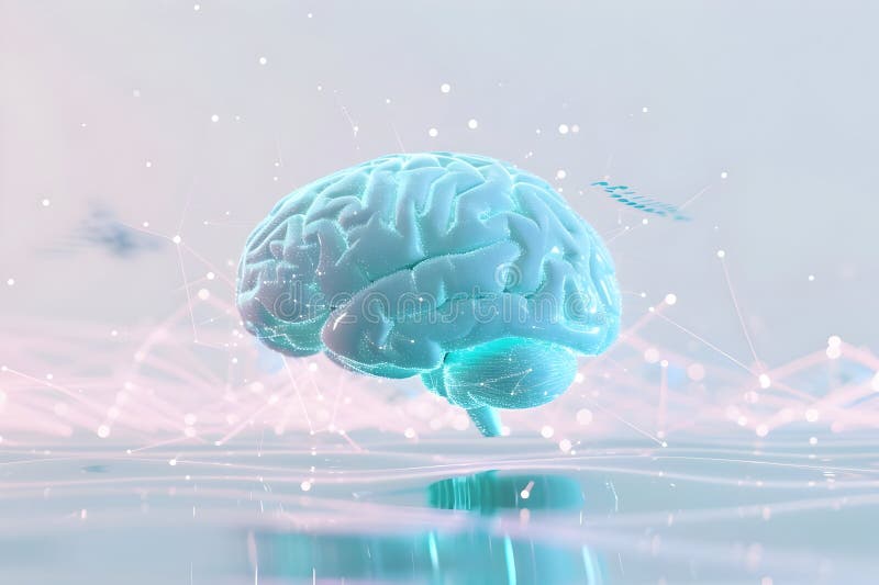 Brainstorming and Artificial Intelligence, Glowing Blue Human Brain ...