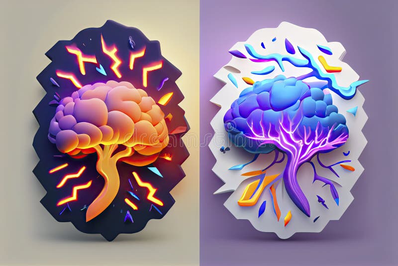 Brainstorming Banner. the Brain Strains, Lightning and Rays Stock ...