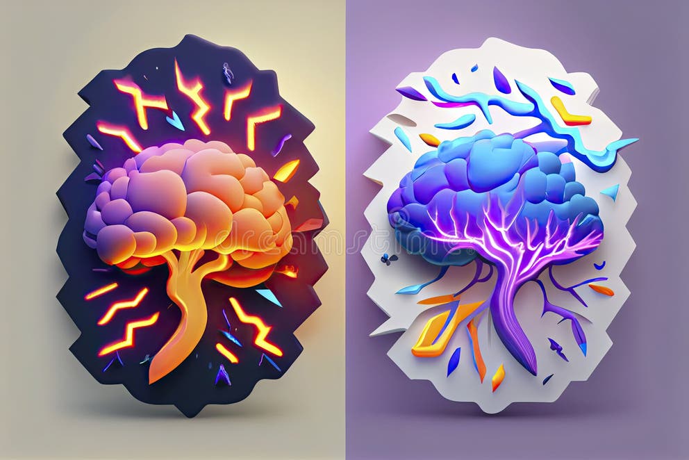 Brainstorming Banner. the Brain Strains, Lightning and Rays Stock ...