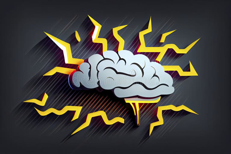 Brainstorming Banner. the Brain Strains, Lightning and Rays Stock ...