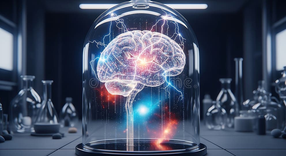 Brainstorming: a Brain Under Observation Stock Illustration ...