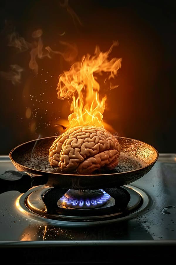 Brainstorming. Brains are Fried in a Kitchen Frying Pan Stock ...