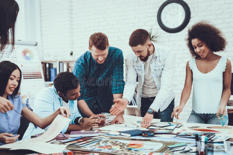 Brainstorming. Colors for Design. Different Races. Stock Image - Image ...