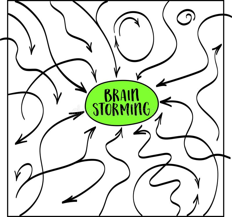 Brainstorming Concept with Arrows Representing Thoughts, Ideas, Inputs ...