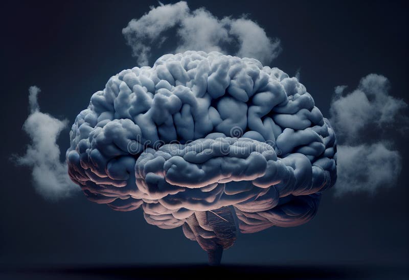 Brainstorming Concept As a Human Brain with a Stormy Sky As a 3D ...