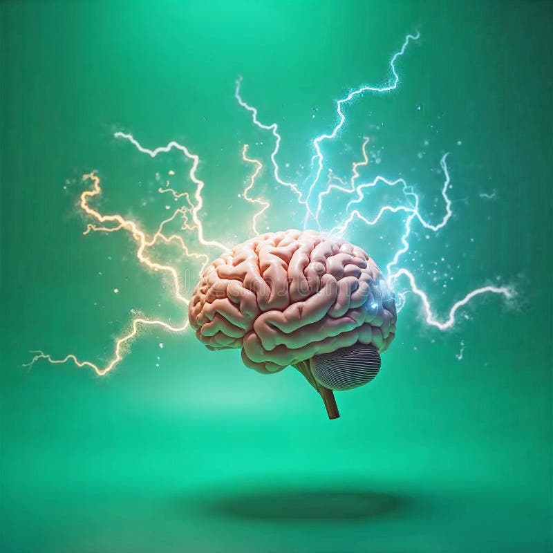 Brainstorming Concept – Brain and Lightning Storm Creativity Symbol ...
