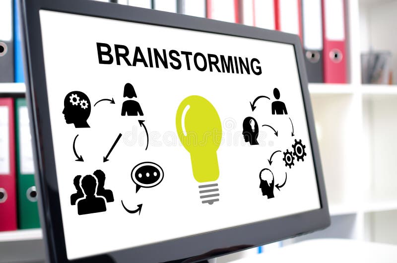 Brainstorming Concept on a Computer Screen Stock Photo - Image of team ...