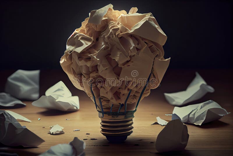 Brainstorming Concept with a Crumpled Paper Light Bulb Stock ... Brainstorming Concept with a Crumpled Paper Light Bulb Stock ...