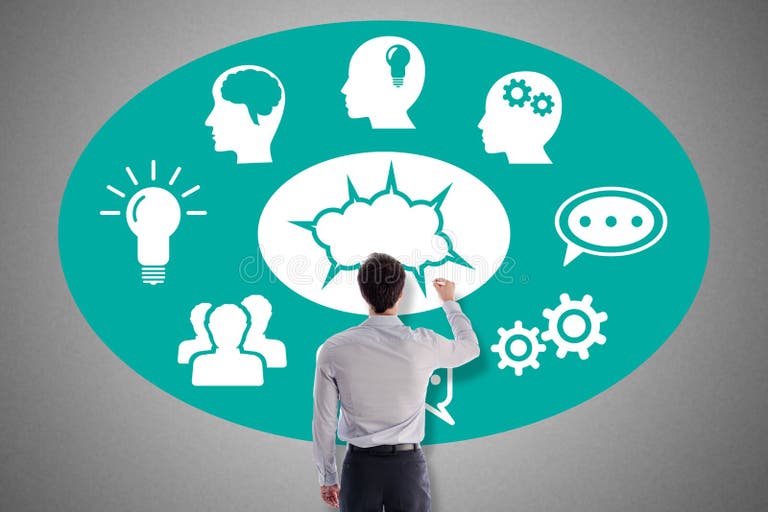 Brainstorming Concept Drawn by a Man Stock Image - Image of grey, draw ...