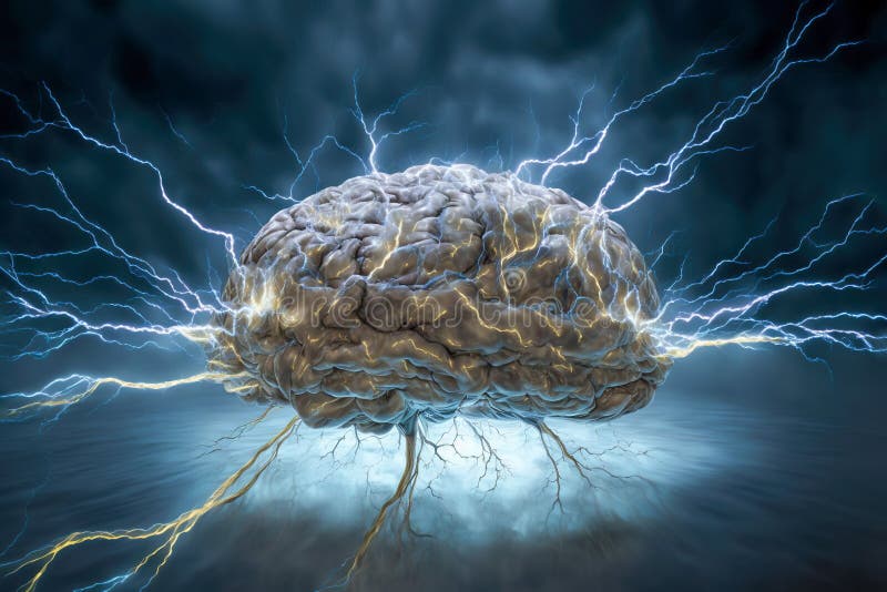 Brainstorming Concept, Storm in a Brain, Generative AI Stock ...