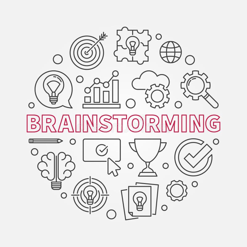 Brainstorming Creative Round Vector Outline Illustration Stock Vector ...