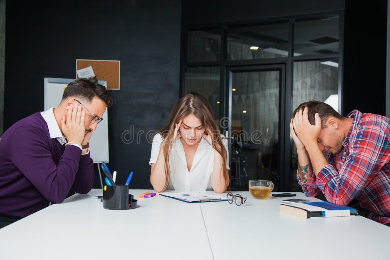 Brainstorming in Difficult Business Situation Office Workers Collegues ...