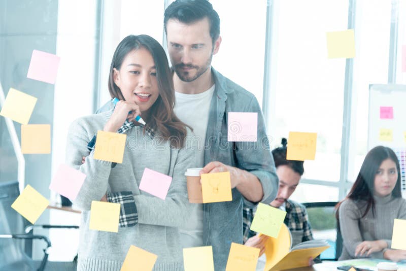 Brainstorming Diversity Creative Design Use Post it Sticky Note Team ...