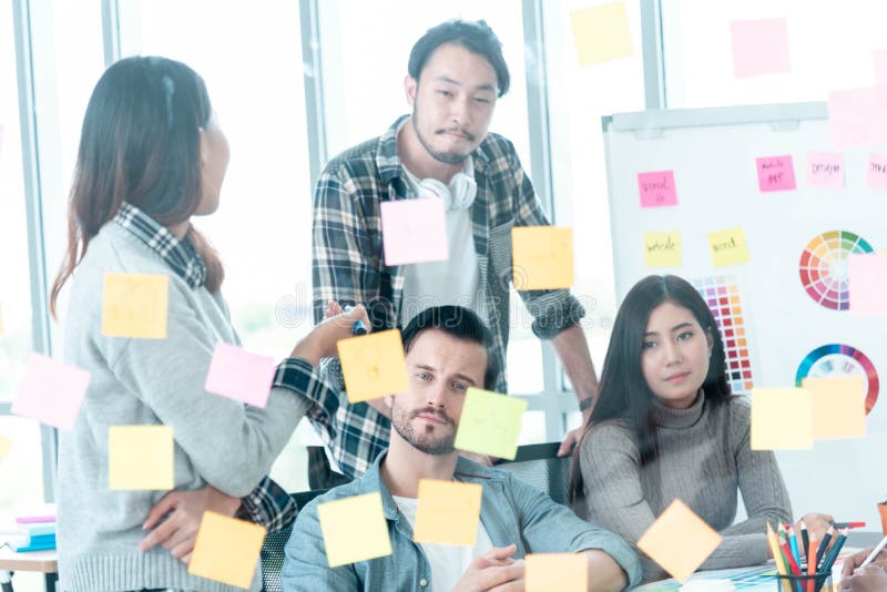 Brainstorming Diversity Creative Design Use Post it Sticky Note Team ...