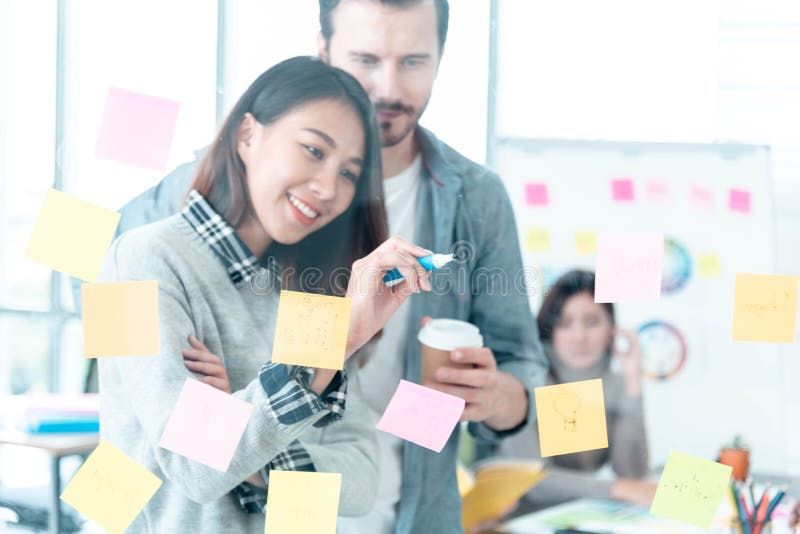 Brainstorming Diversity Creative Design Use Post it Sticky Note Team ...