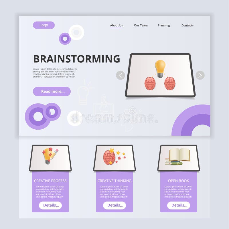 Brainstorming Flat Landing Page Website Template. Creative Process ...