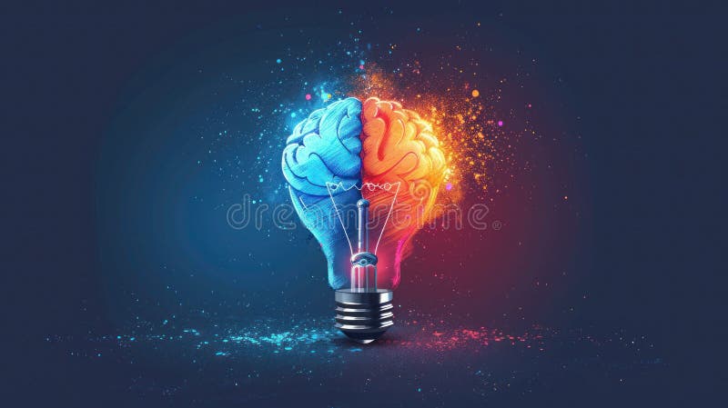 Brainstorming Genius: Vector Symbol of Creative Thinking, Half Brain ...