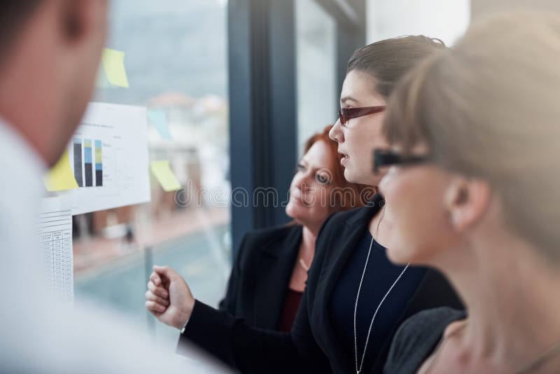 Brainstorming, Group and Reading of Sticky Notes, Glass and ...