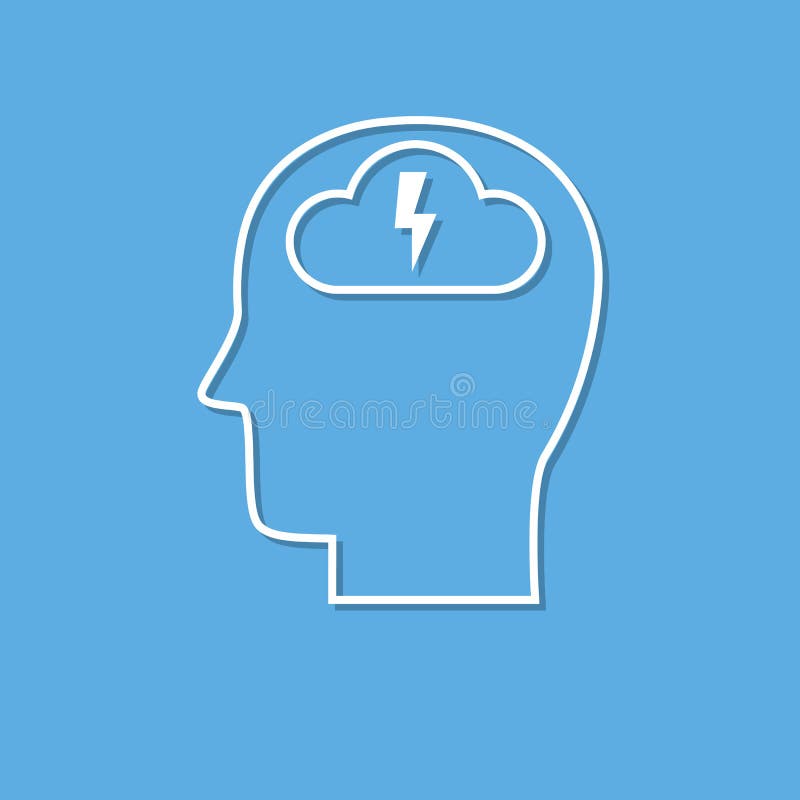 Brainstorming Head Icon, Cut from White Paper Stock Vector ...